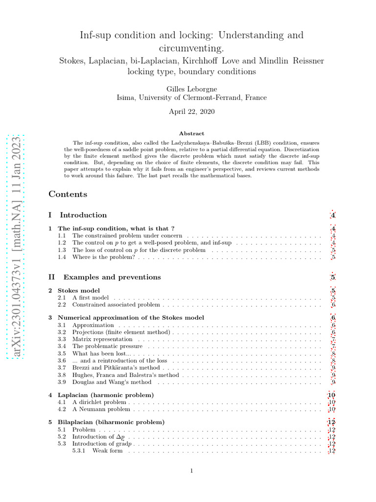 Inf-Sup Condition and Locking: Understanding and Circumventing | PDF | Finite Element Method ...