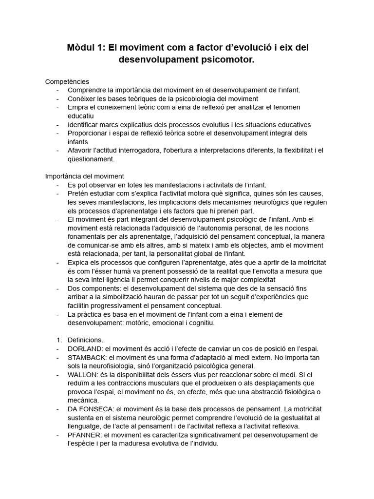 Apunts Psicomotricitat | PDF