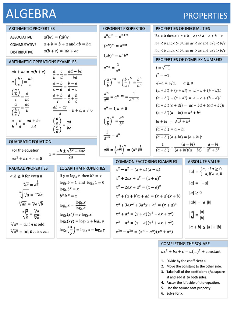 Algebra Properties | PDF