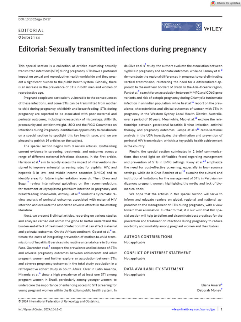 STIs in Pregnancy: Global Insights and Impact | PDF | Sexually ...