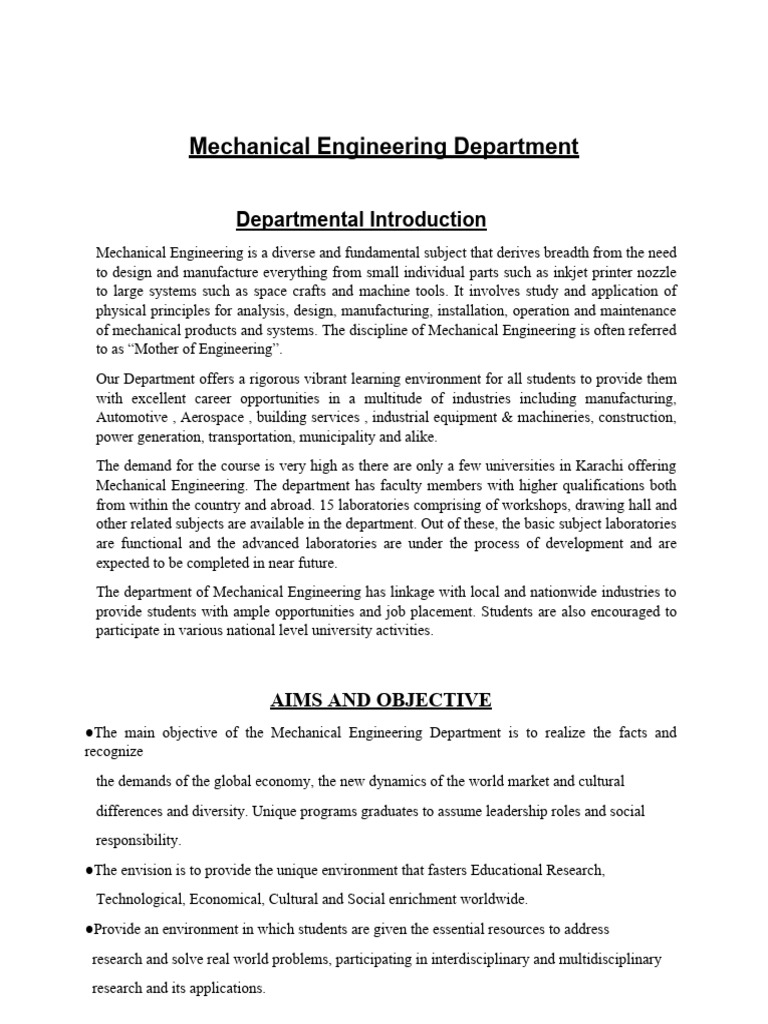 Vision & Mission | PDF | Engineering | Mechanical Engineering
