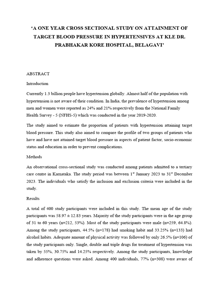 Manuscript Bhuvanesh | PDF | Hypertension | Blood Pressure