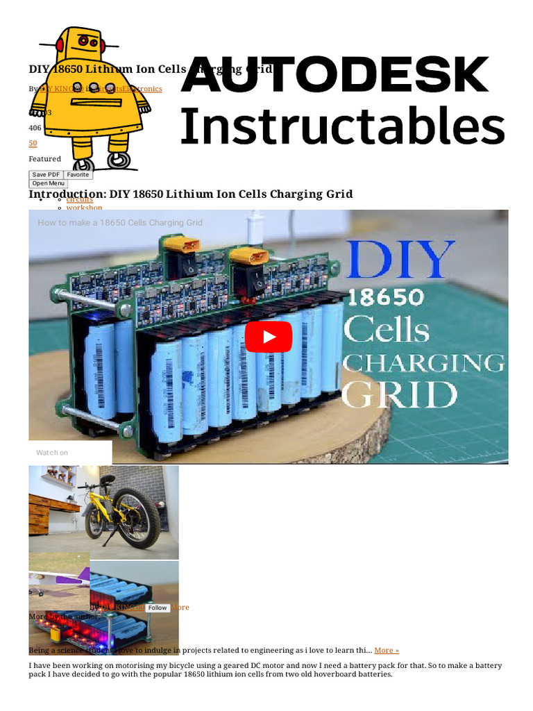 DIY 18650 Lithium Ion Cells Charging Grid - 7 Steps (With Pictures) - Instructables | PDF ...