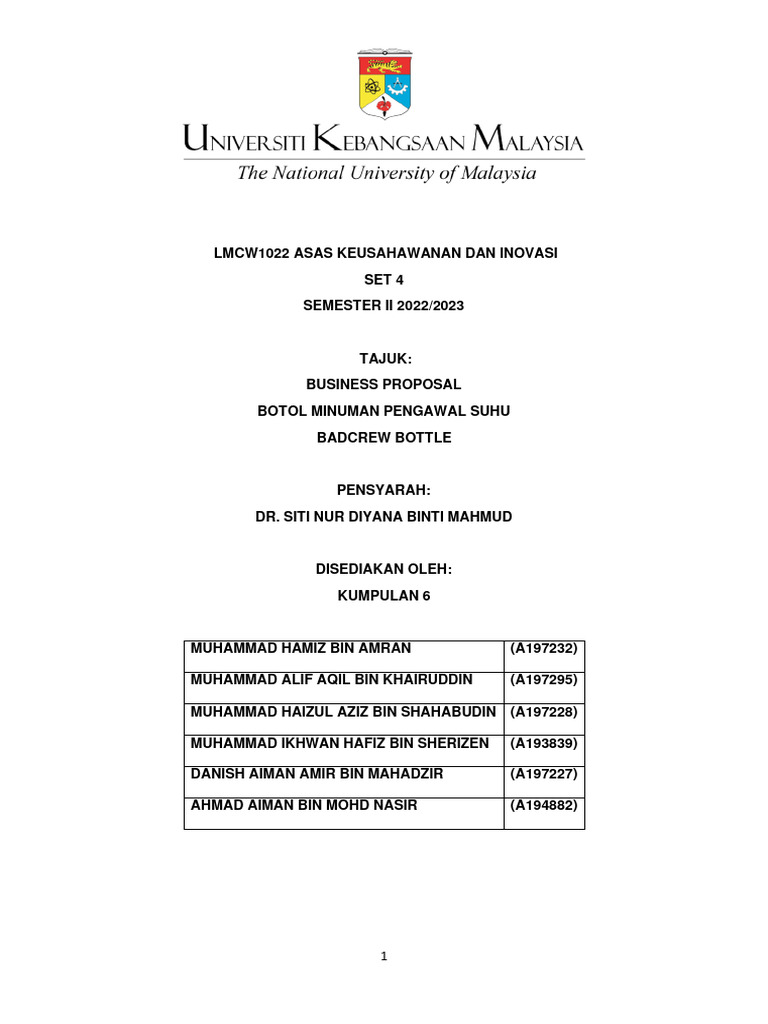Laporan BMC Botol Minuman BadCrew | PDF