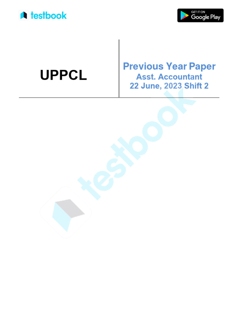 UPPCL Asst. Accountant Paper 2023 | PDF
