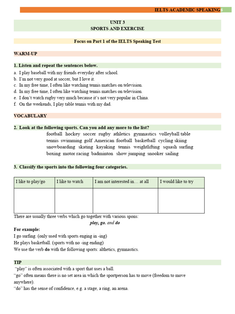 BS - Lesson 3 - Sports and Exercise | PDF | Sports | Adverb