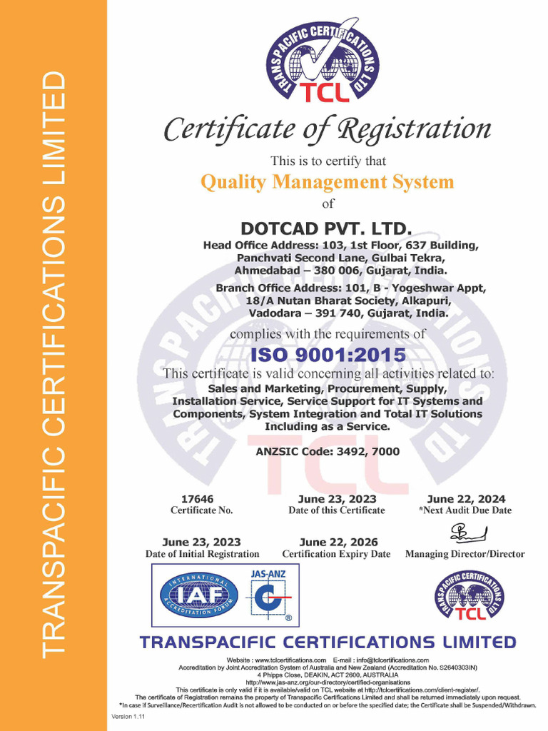 Cert-17646 Dotcad Pvt (Mail Cert. Edit) | PDF