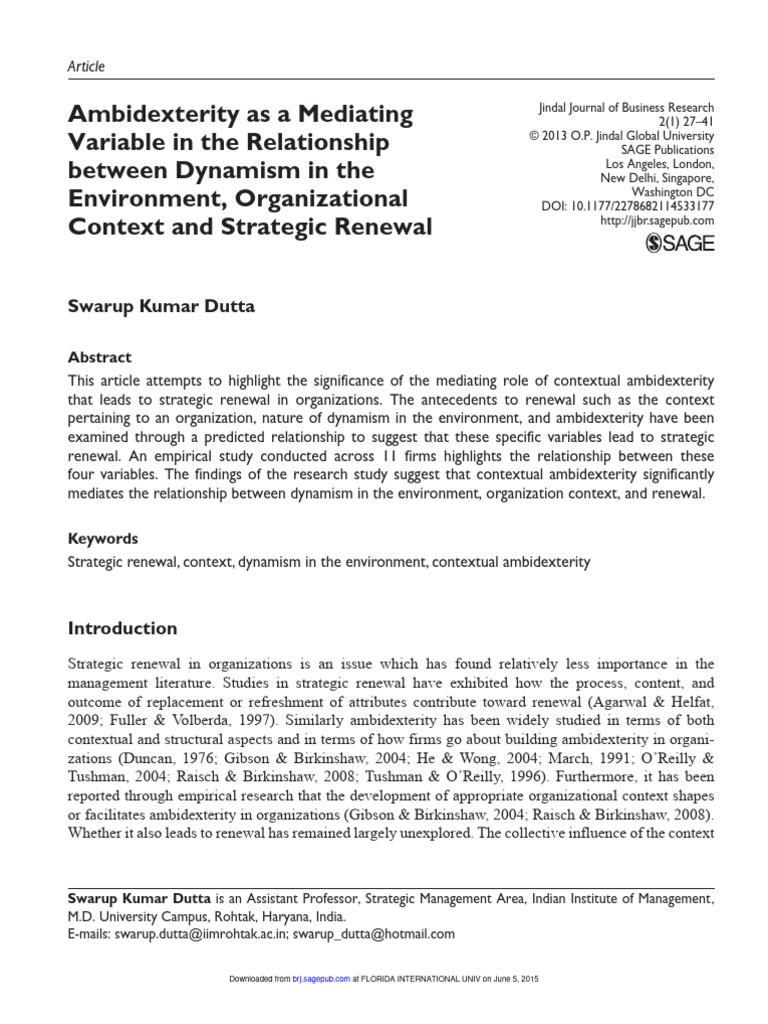 Ambidexterity as a Mediating Variable in the Relationship Between ...