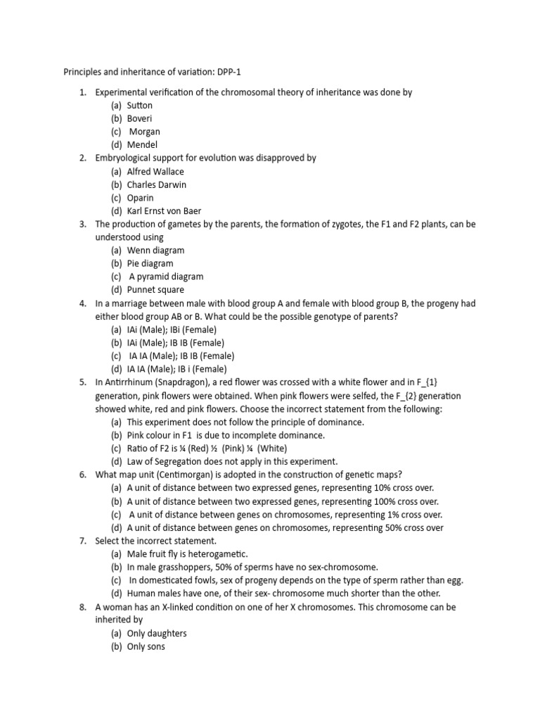 Principles of Inheritance and Variation 1 | PDF | Dominance (Genetics ...