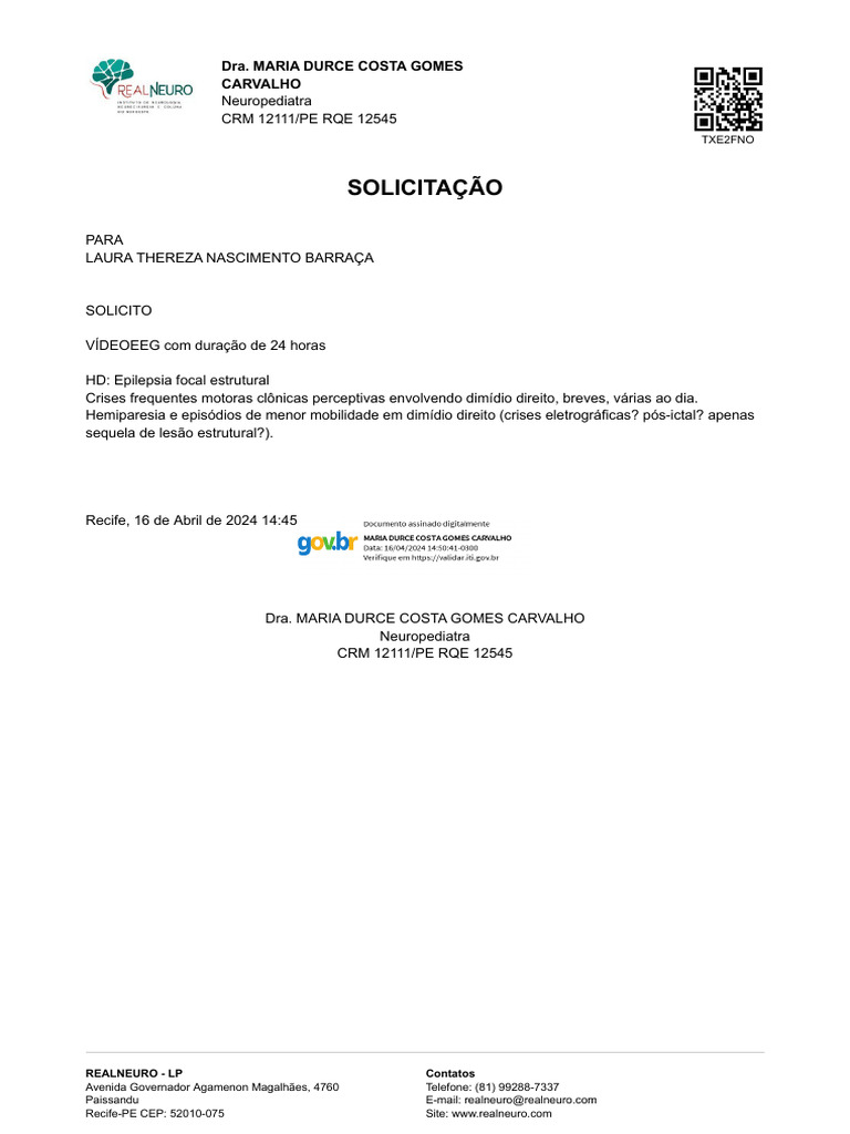 Documentos Laura Thereza N Barraca Assinado | PDF | Remédio | Epilepsia