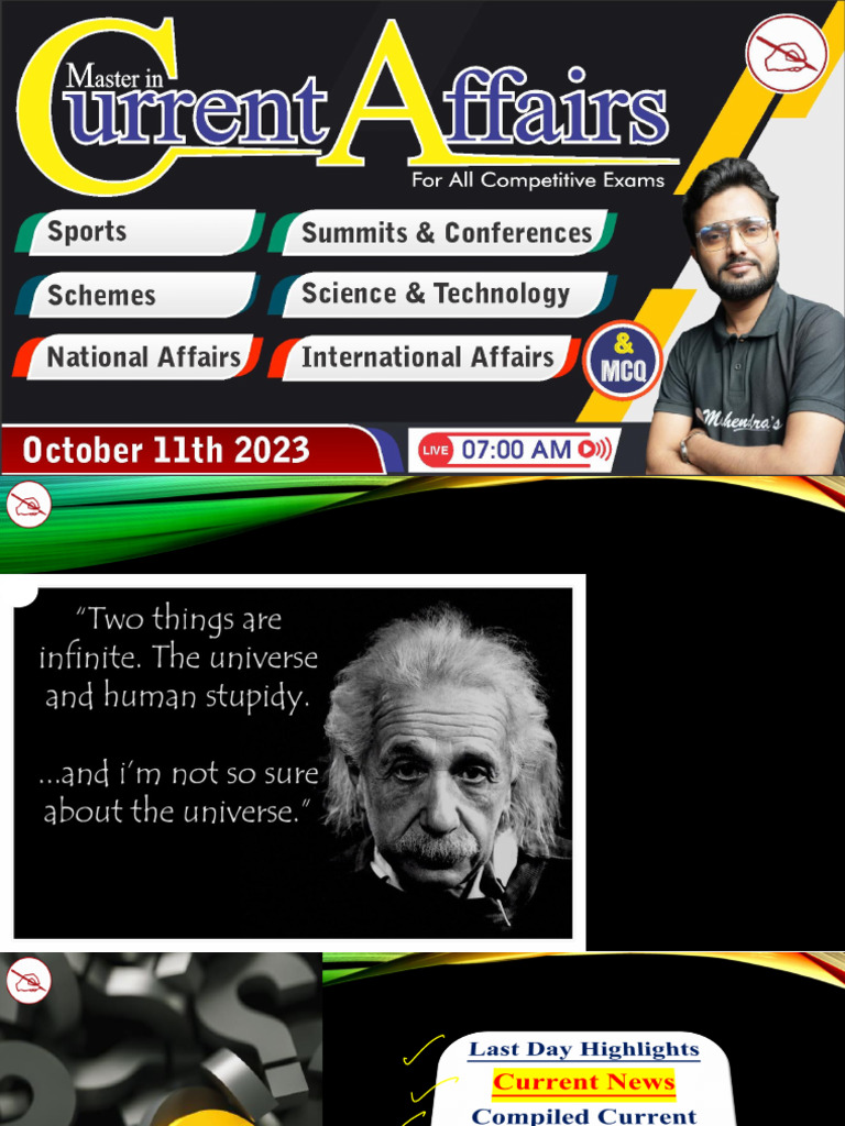 Current Affairs @11 October | PDF | Government Of India