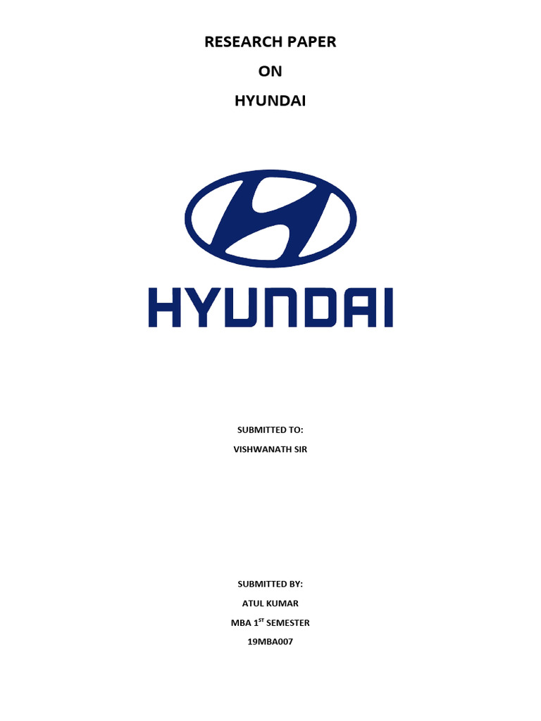 Research Paper On Hyundai | PDF | Business