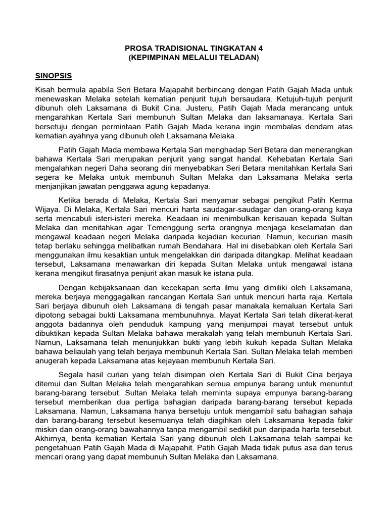 Prosa Tradisional Tingkatan 4 | PDF