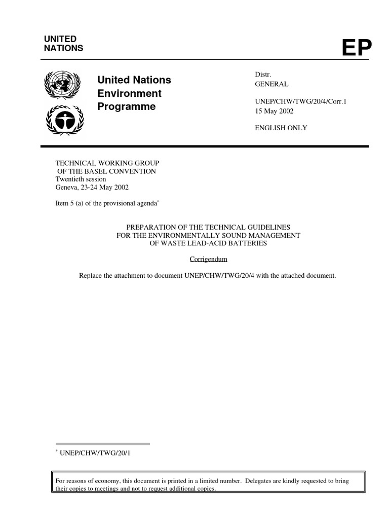 Unep CHW TWG 20 4 Corr1 Eng | PDF | Anode | Lead