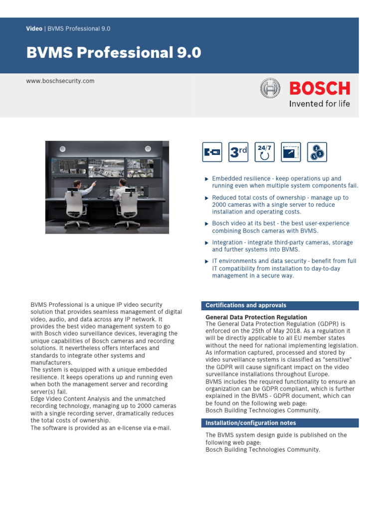 BVMS_9.0_Data_sheet_enUS_63391333003 | PDF | Closed Circuit Television | Video