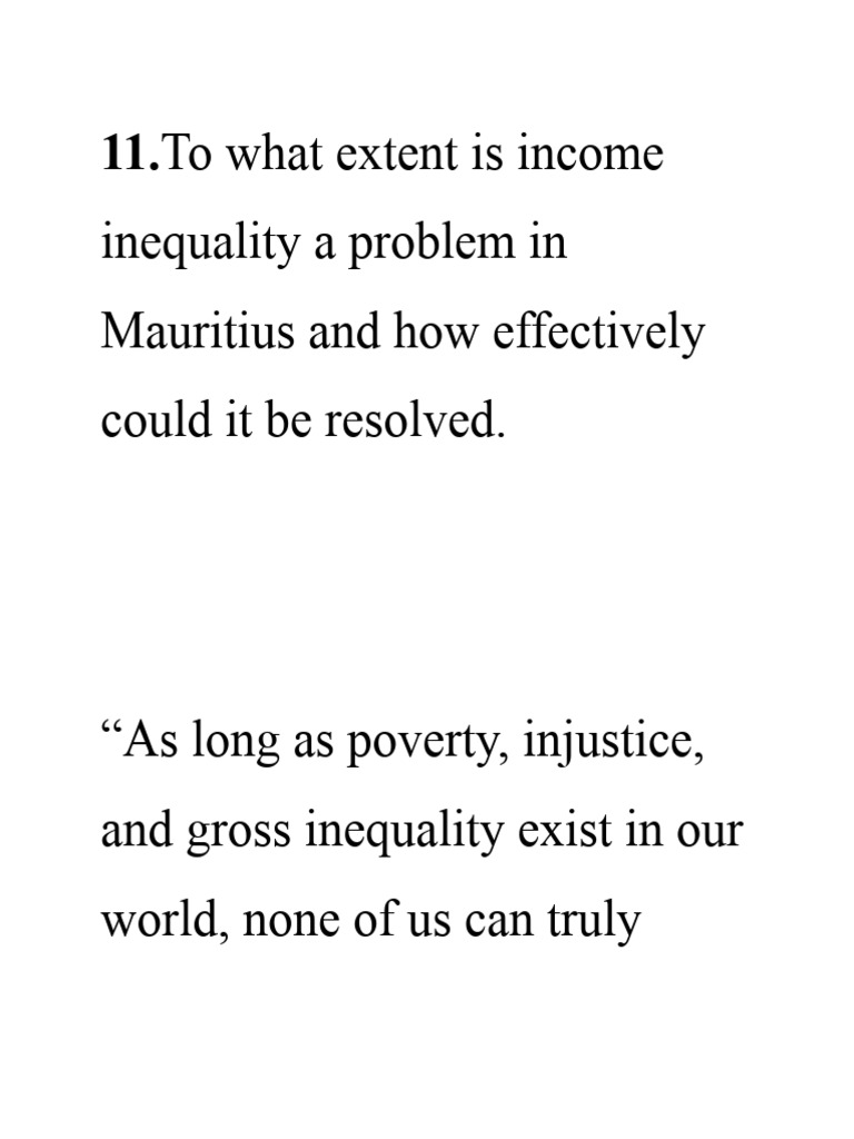 11.to What Extent Is Income: Inequality A Problem in Mauritius and How ...