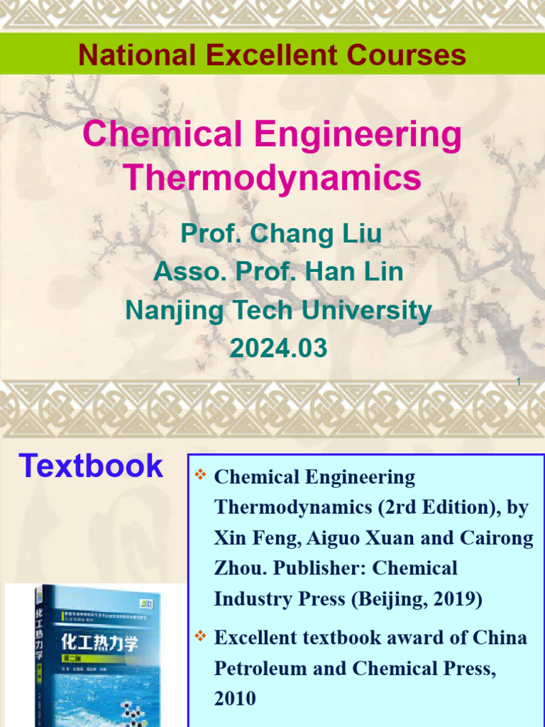 Chemical Engineering Thermodynamics Course | PDF | Thermodynamics ...