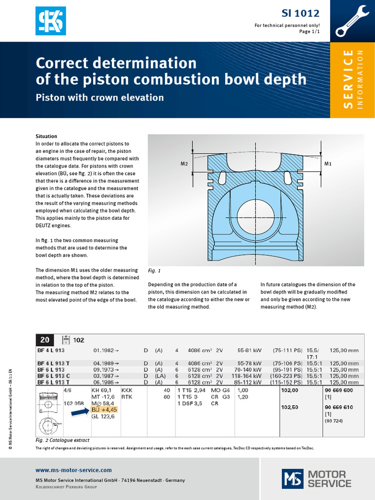Correct Determination of The Piston Combustion Bowl Depth - Piston With ...
