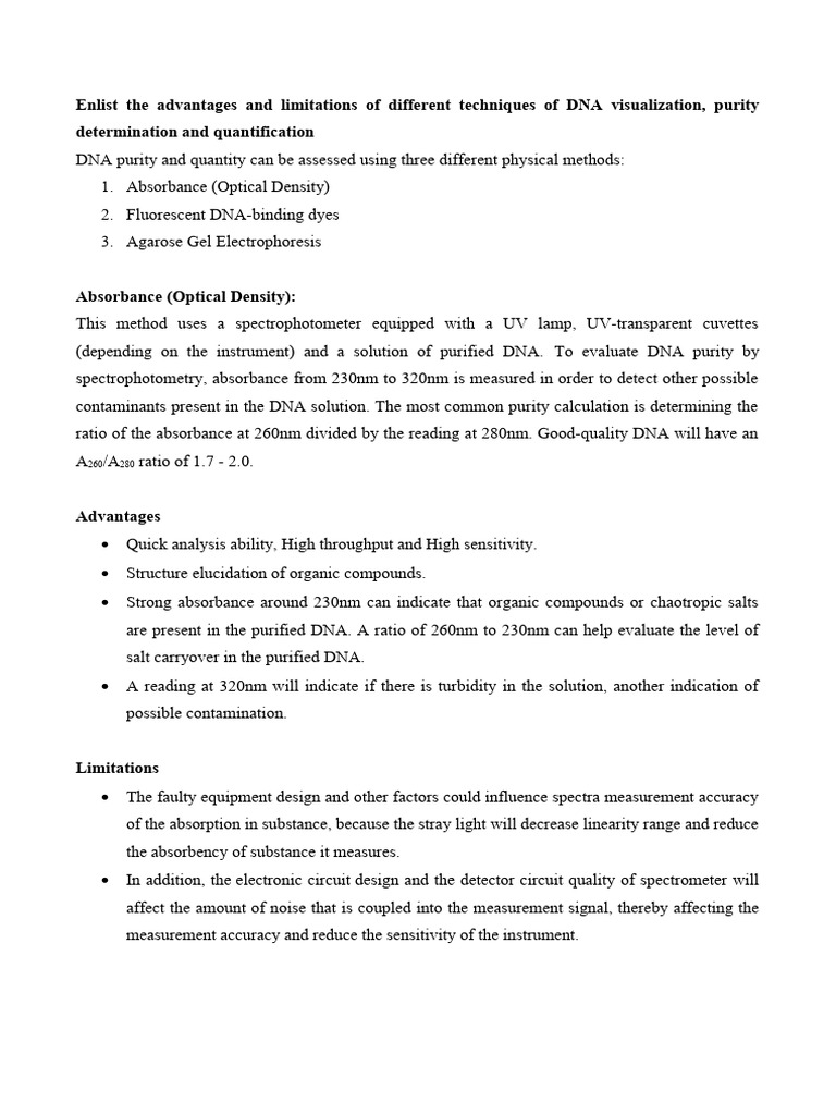 Advantages and Limitations of Different Techniques of DNA Visualization ...