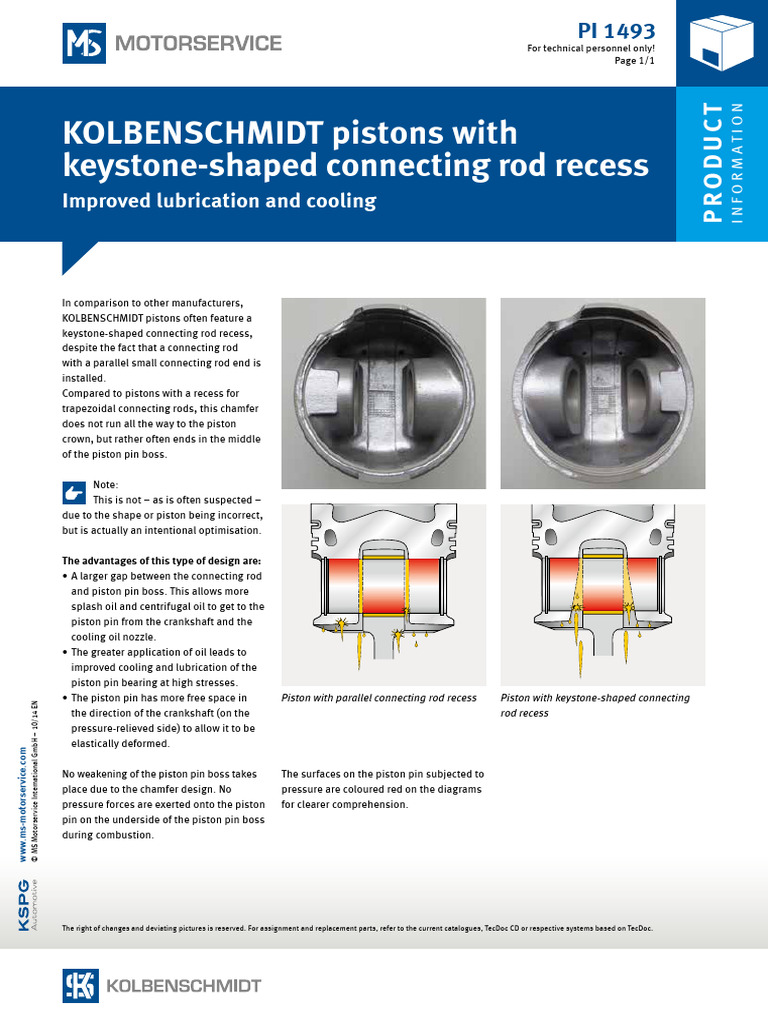 KOLBENSCHMIDT Pistons With Keystone-Shaped Connecting Rod Recess Improved Lubrication and ...