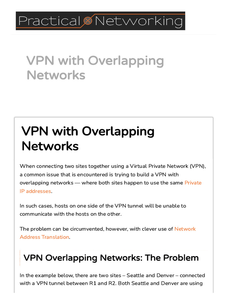 VPN With Overlapping Networks - Practical Networking | PDF | Ip Address | Computer Network