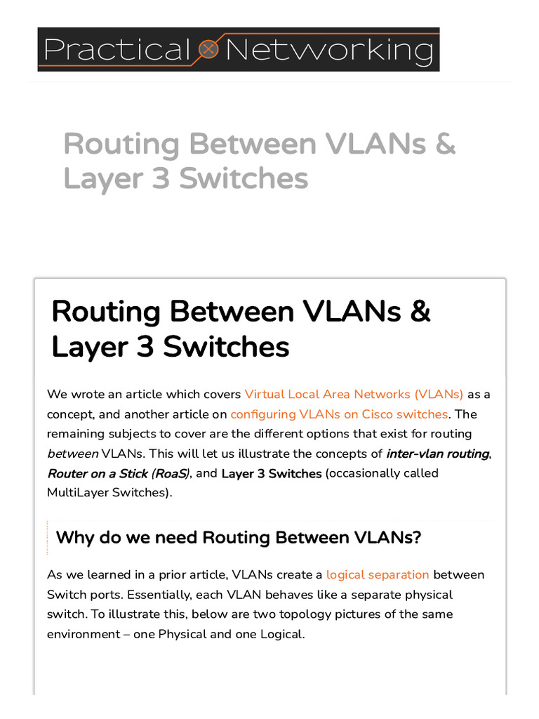 Routing Between VLANs & Layer 3 Switches - Practical Networking | PDF | Network Switch ...