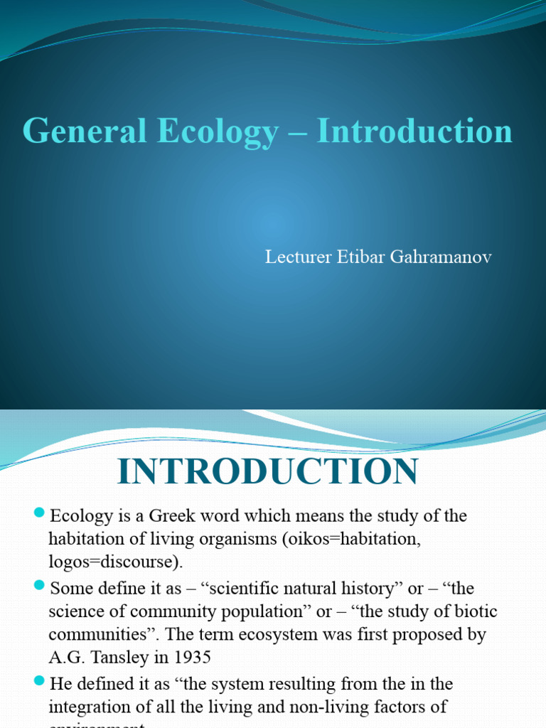 Introduction to General Ecology | PDF | Ecology | Ecosystem