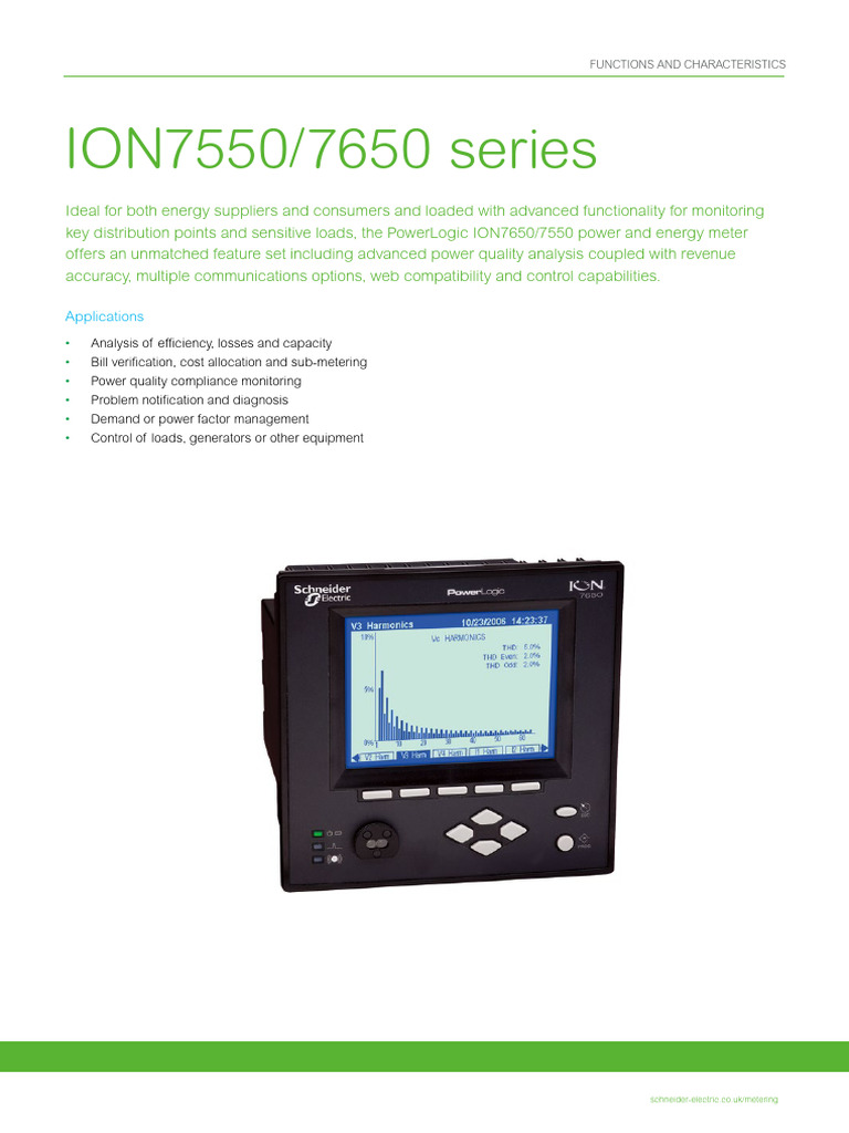 PowerLogic ION7650/7550 Meter Features | PDF | Ac Power | Power Supply