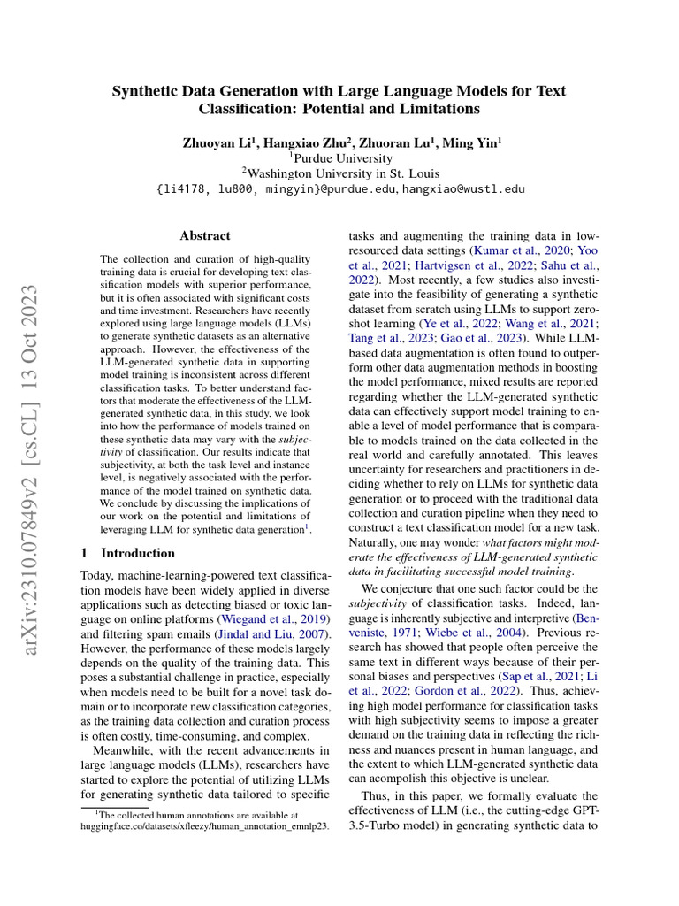Synthetic Data Generation With Large Language Models For Text Classification: Potential and ...