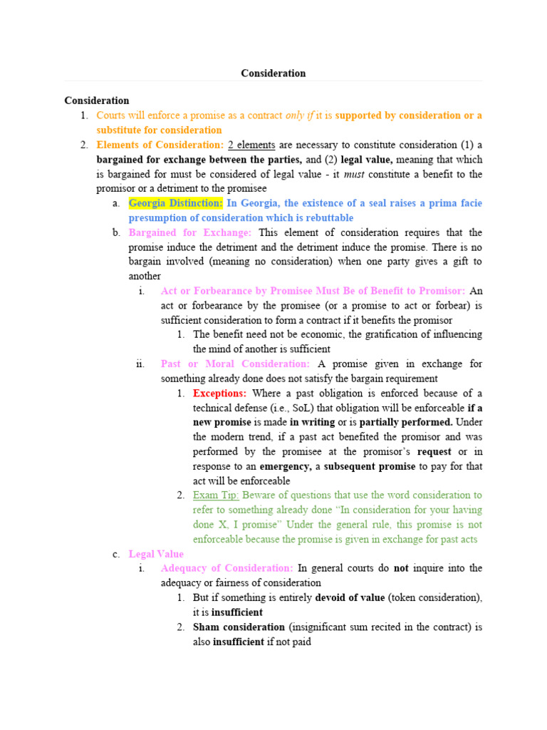 CONSIDERATION | PDF | Consideration | Estoppel