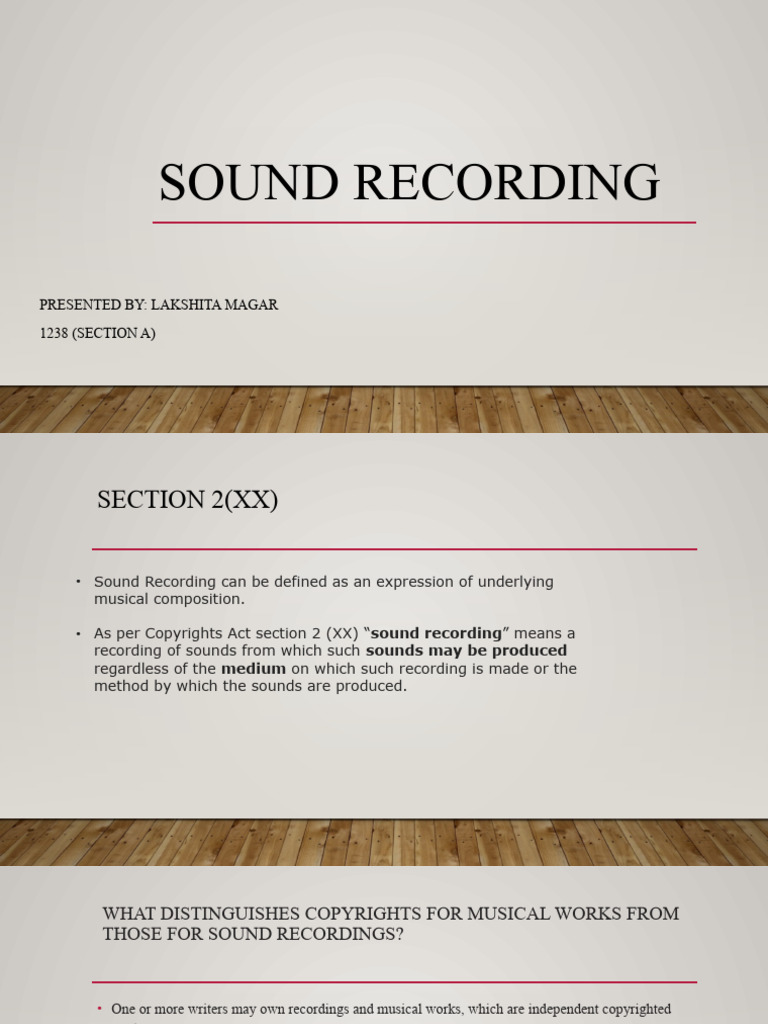 Sound Recording | PDF | Copyright | Musical Compositions