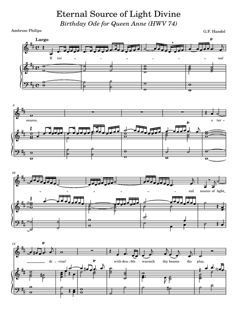 Eternal Source of Light Divine - G.F. Handel | PDF | Choral Compositions | Cantatas