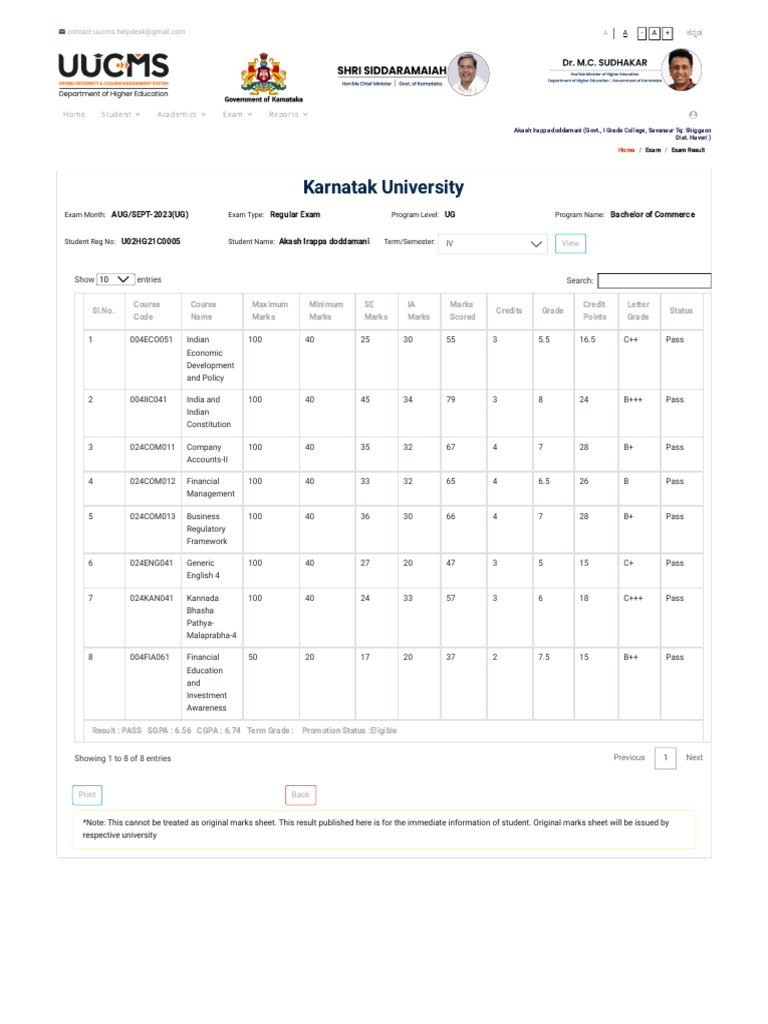 Akash Result 4th Sem | PDF | Educational Stages