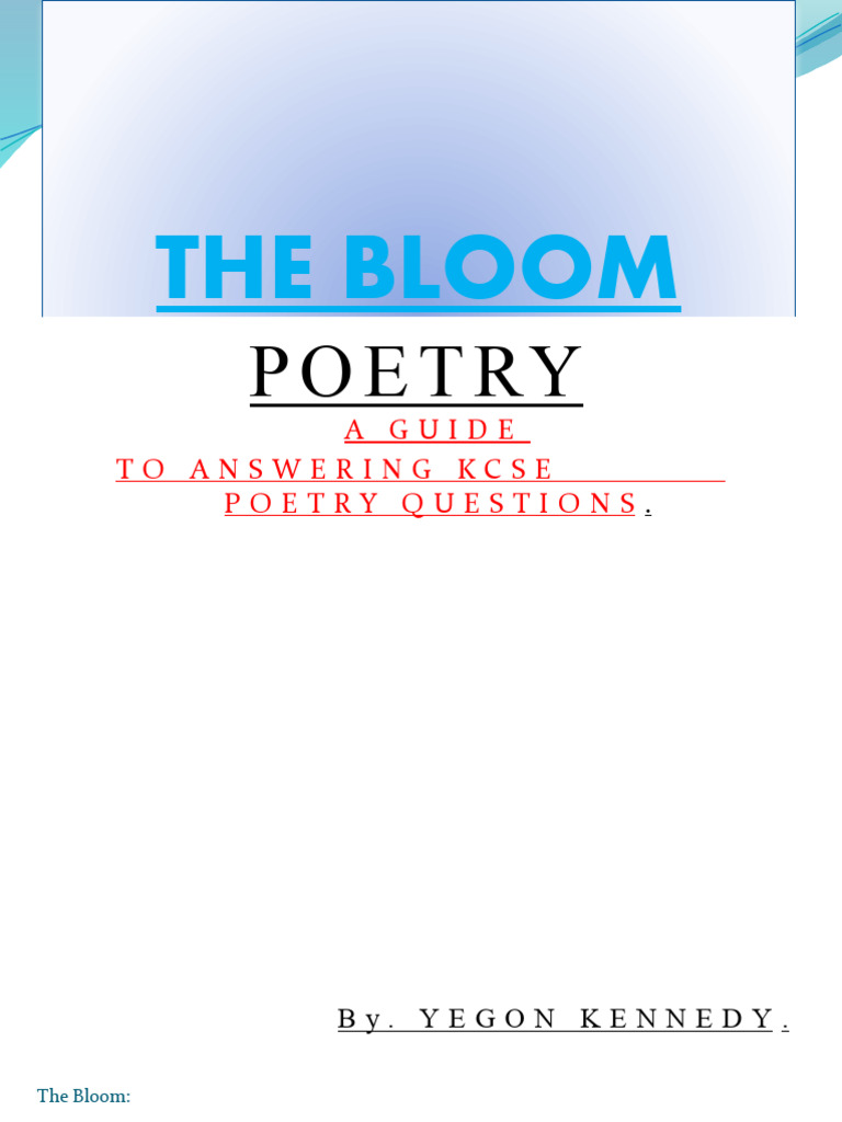 Poetry in KCSE-Analysis | PDF | Poetry | Rhyme