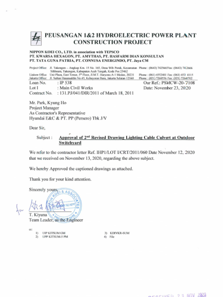 PSMCW-20-7108 Approval of 2nd Revised Drawing Lighting Cable Culvert at ...