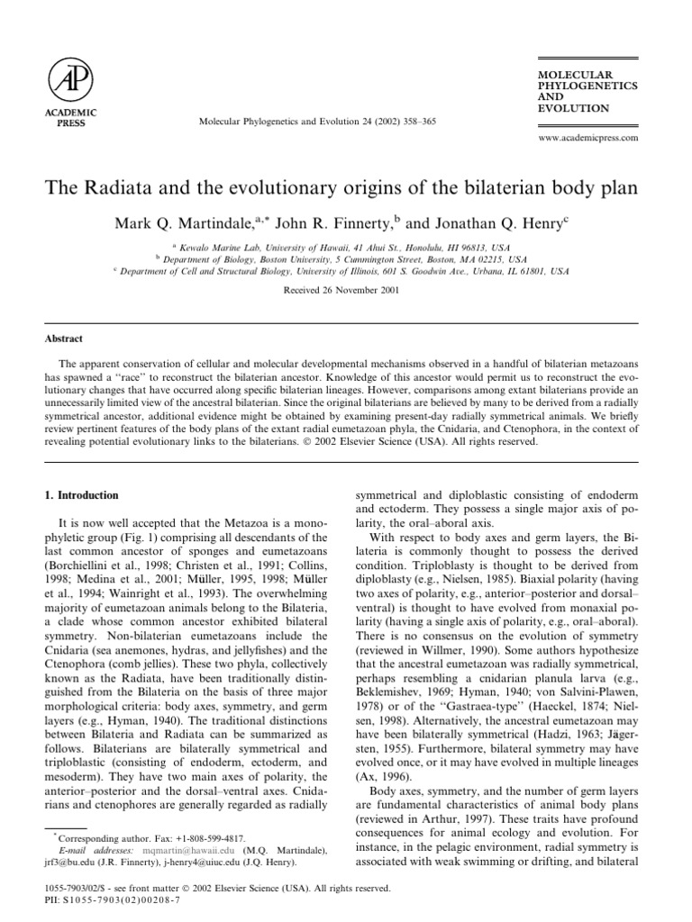 The Radiata and The Evolutionary Origins of The Bi | PDF | Zoology | Biology