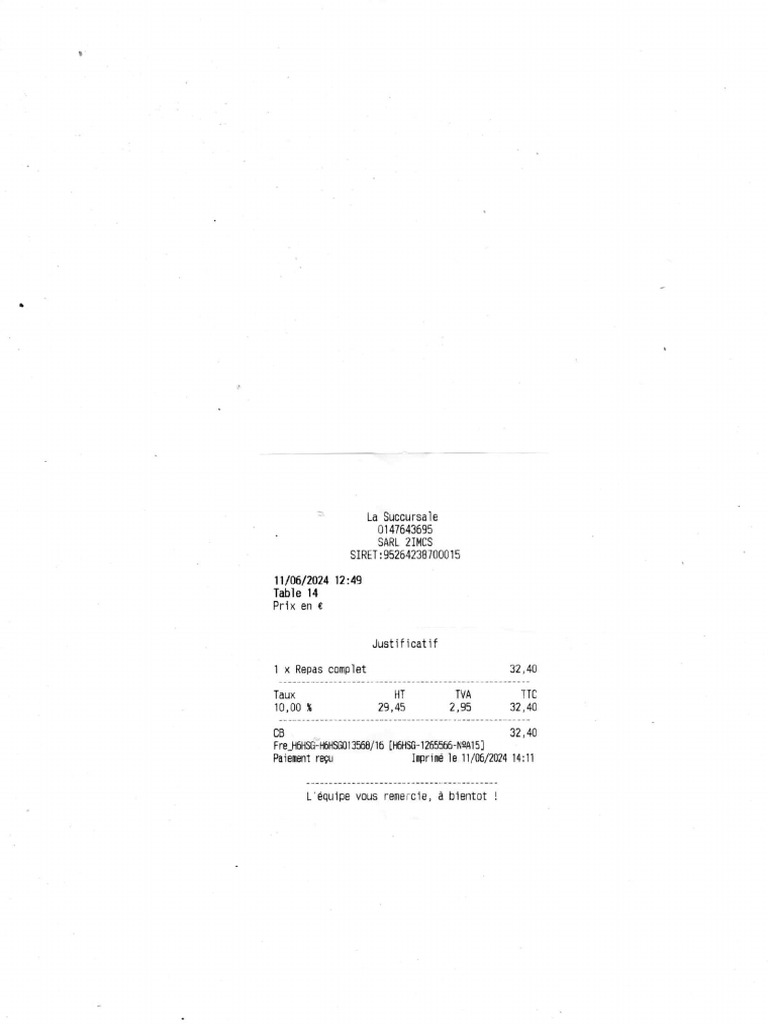 Facture Restaurant | PDF