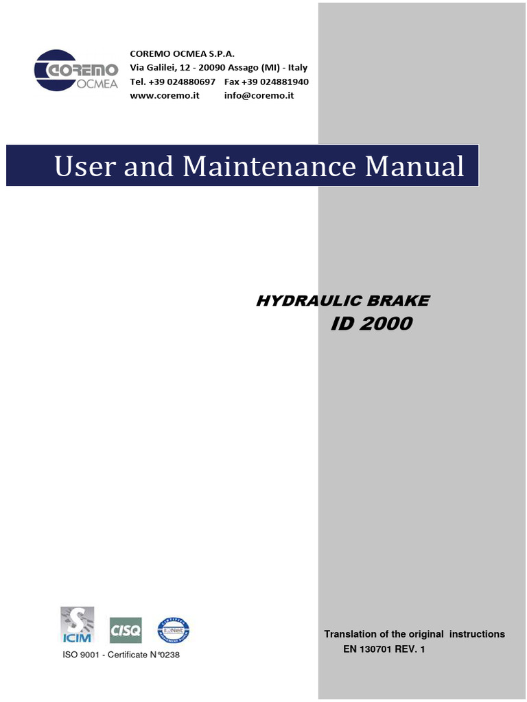 ID 2000 - Manual - EN | PDF | Brake | Personal Protective Equipment