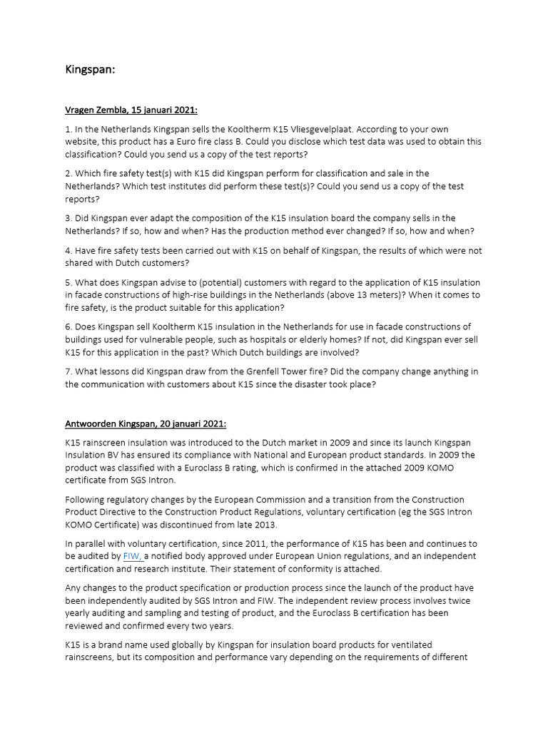Kingspan K15 Fire Safety Insights | PDF | Building Engineering ...