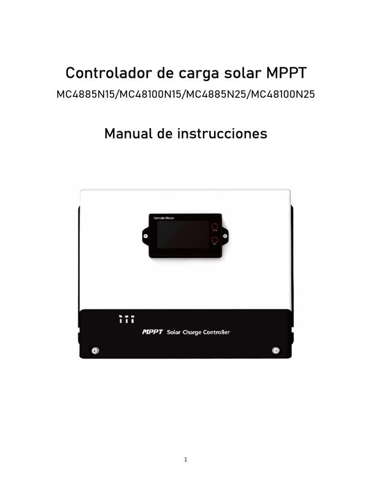 Manual Usuario MPPT Solar Charge Controler ESPANOL | PDF | Relé ...
