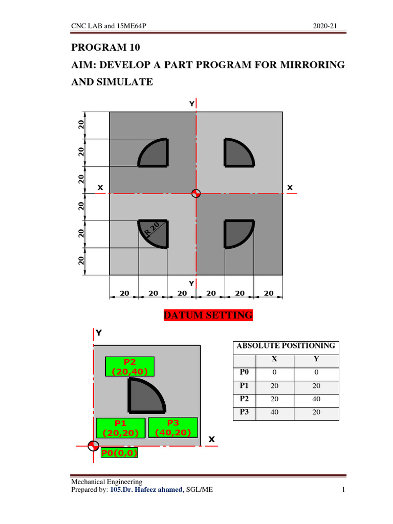 Program 10 Aim: Develop A Part Program For Mirroring and Simulate | PDF | Numerical Control ...