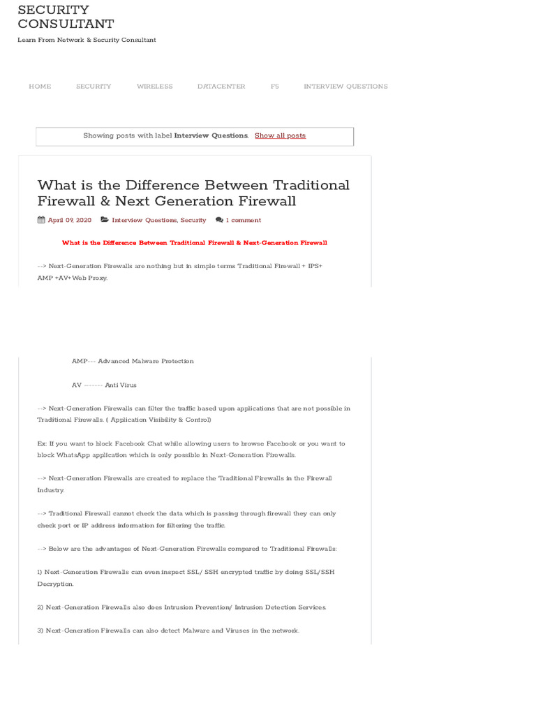 Network & Security Consultant - Interview Questions | PDF | Networking ...