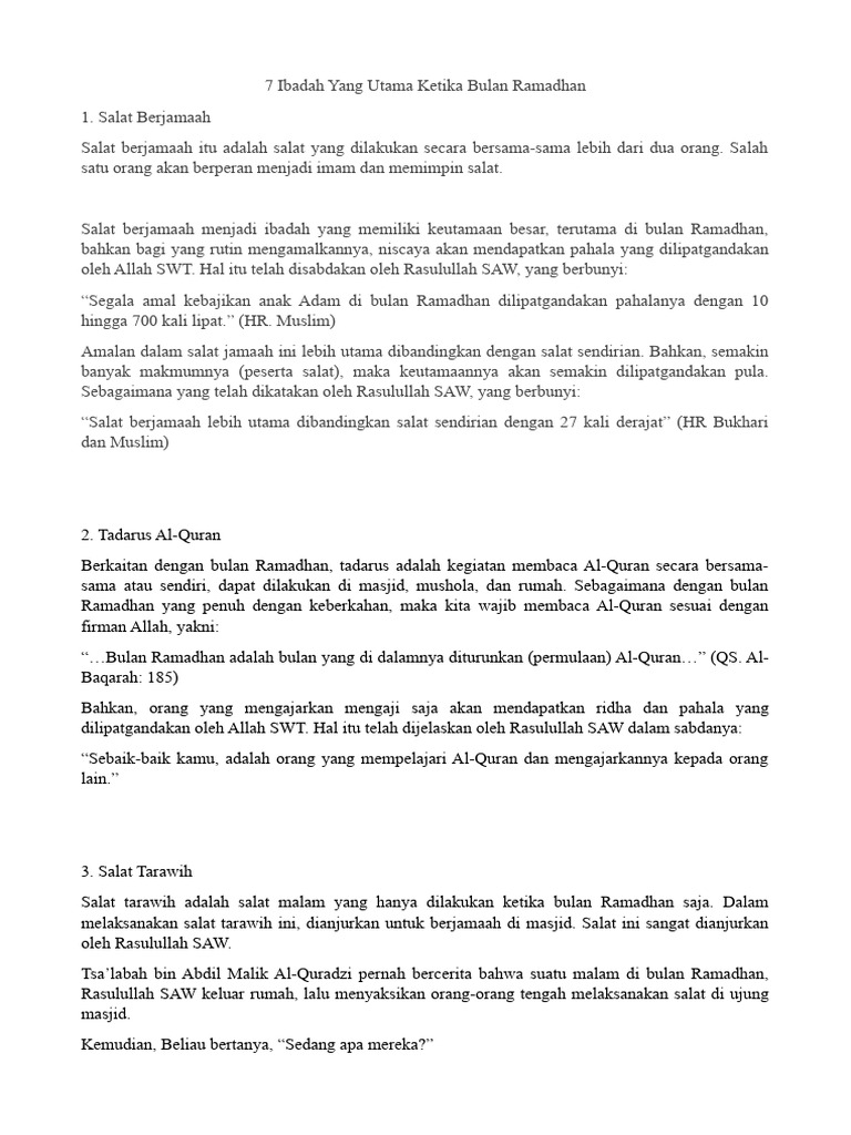 Materi Ibadah Amaliah Ramadan | PDF