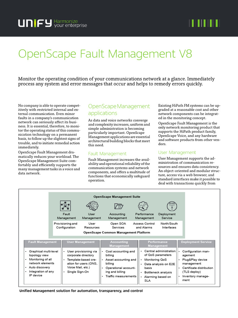 OpenScape Fault Management Overview | PDF | Computer Network | Quality Of Service
