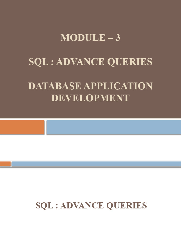 DBMS - Module 3 Ppts - Jan28th (Autosaved) | PDF | Databases | Sql