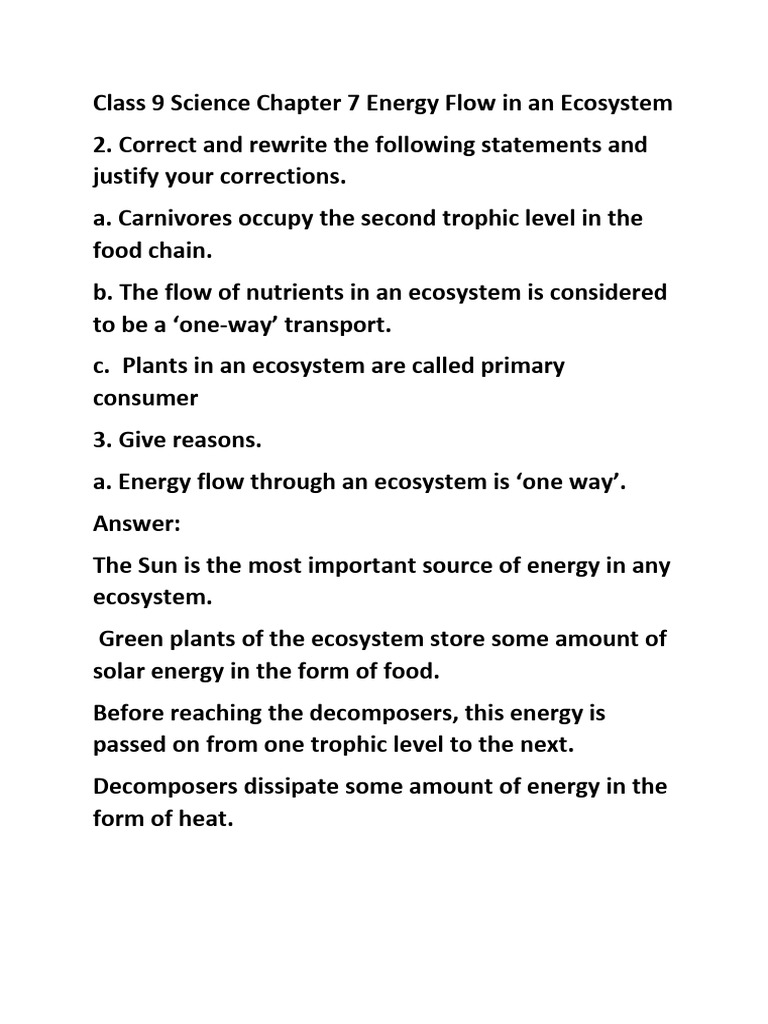 Class 9 Science Chapter 7 Energy Flow in An Ecosystem | PDF | Ecosystem ...