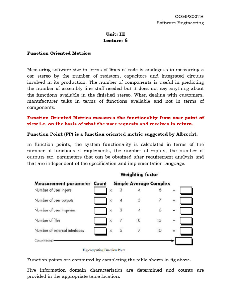 Function Oriented Metrics Overview | PDF | Function (Mathematics ...