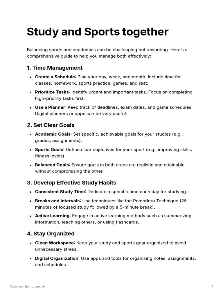 Study and Sports Together | PDF | Sports | Time Management