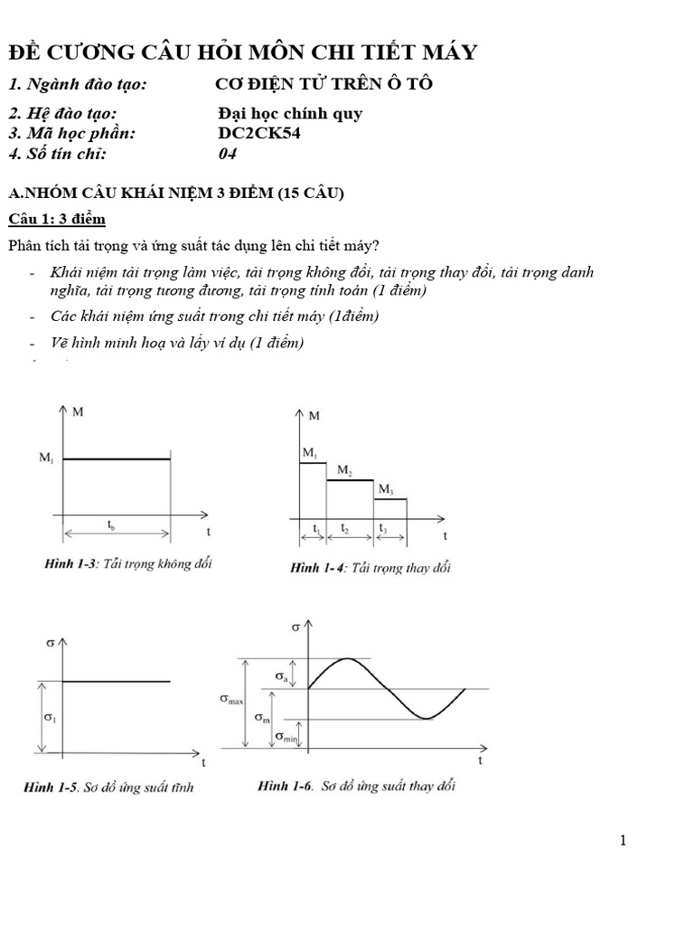 Đề Cương Ôn Tập Chi Tiết Máy Ngành Cơ Điện Tử Pdf