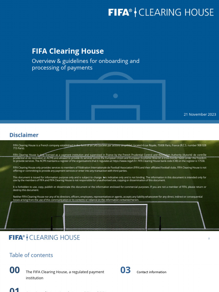 FIFA Clearing House - Guidelines Club Onboarding Process ENG-21-11-2023 | PDF | Regulatory ...
